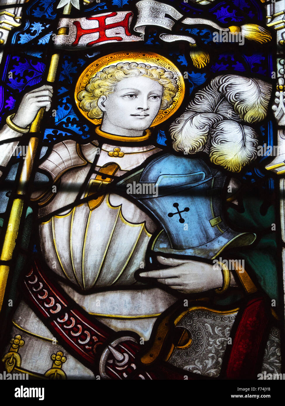 St George Stained Glass Window Detail at All Saints Church Horstead ...