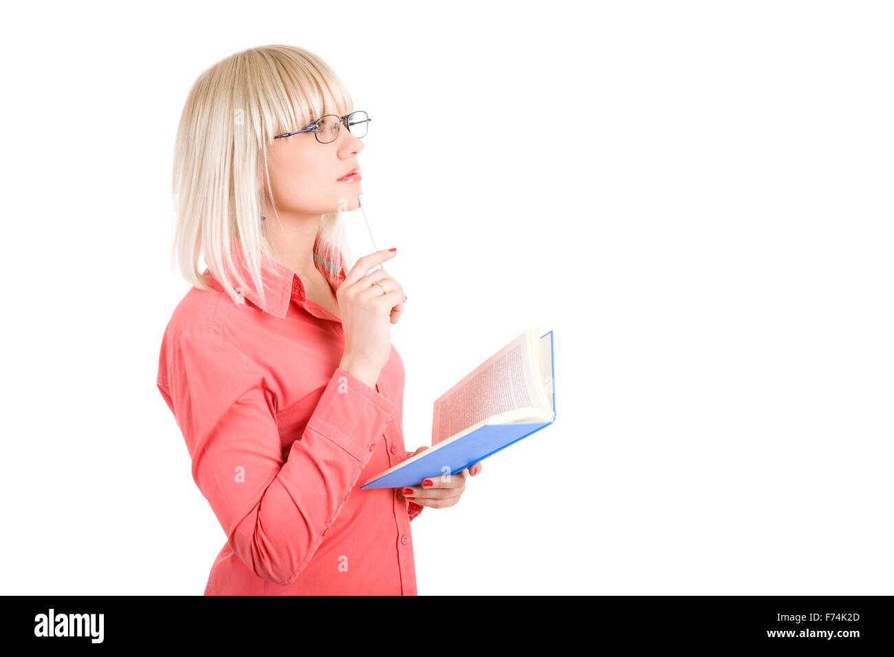 student with book and pen Stock Photo - Alamy