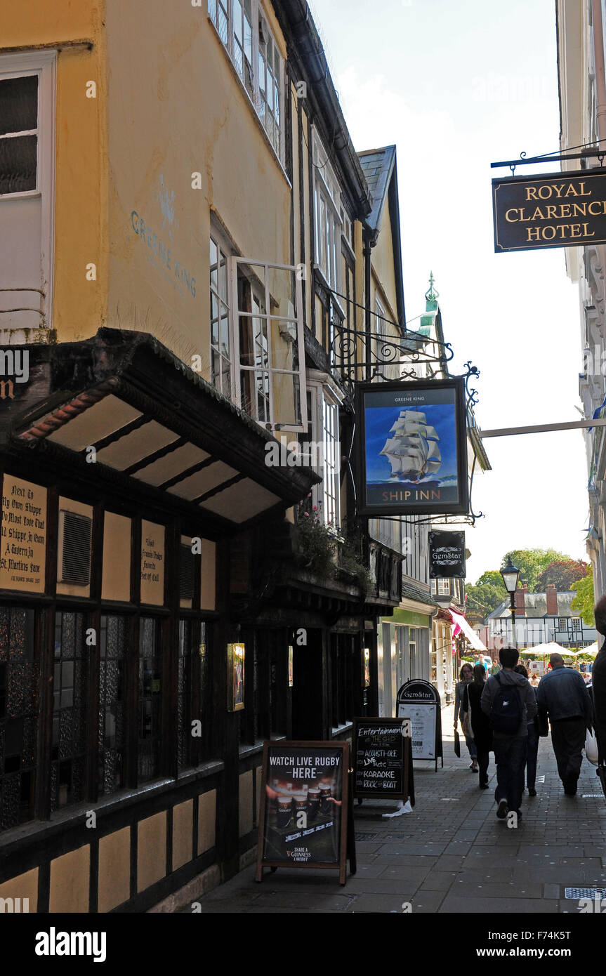 Part of St Martins Street, and the Ship Inn, Exeter Stock Photo - Alamy