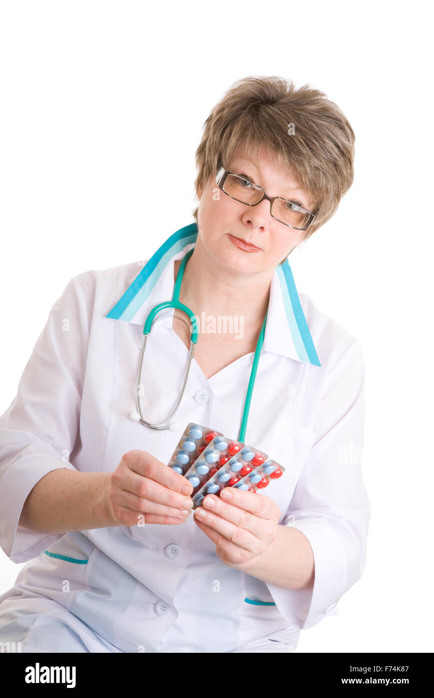 The doctor offers medicines Stock Photo - Alamy