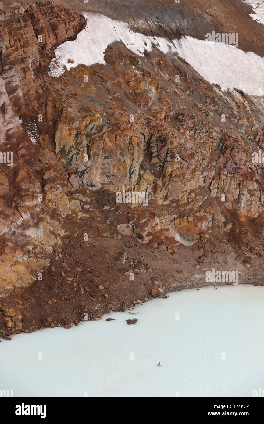 Viti volcano crater with a swimmer in Iceland Askja Highland area Stock ...