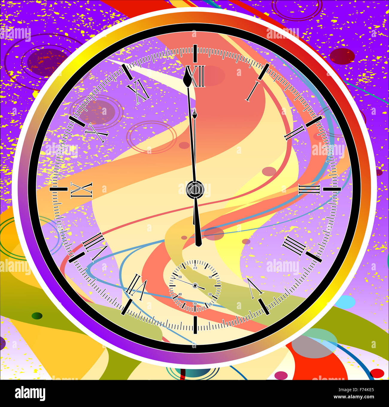 A purple jazz grunge with a new year midnight clock face Stock Photo ...