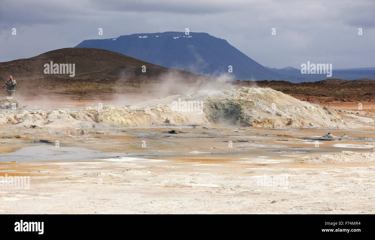 Active volcanic zone with hot ground in Iceland Krafla area Stock Photo ...