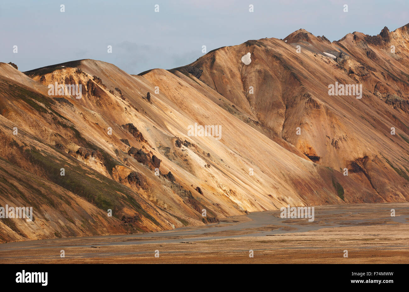 Volcanic landscape with rhyolite formations at Fjallabak Iceland Stock ...