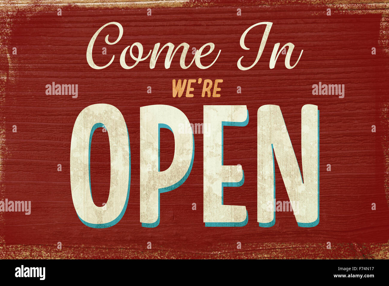 A Vintage coloured open sign Stock Photo - Alamy