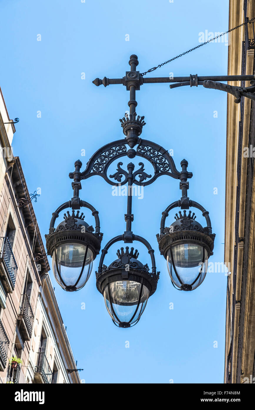 Street Light in Barcelona, Catalonia, Spain Stock Photo - Alamy