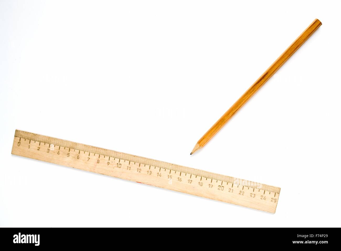 Wooden ruler and pencil Stock Photo - Alamy