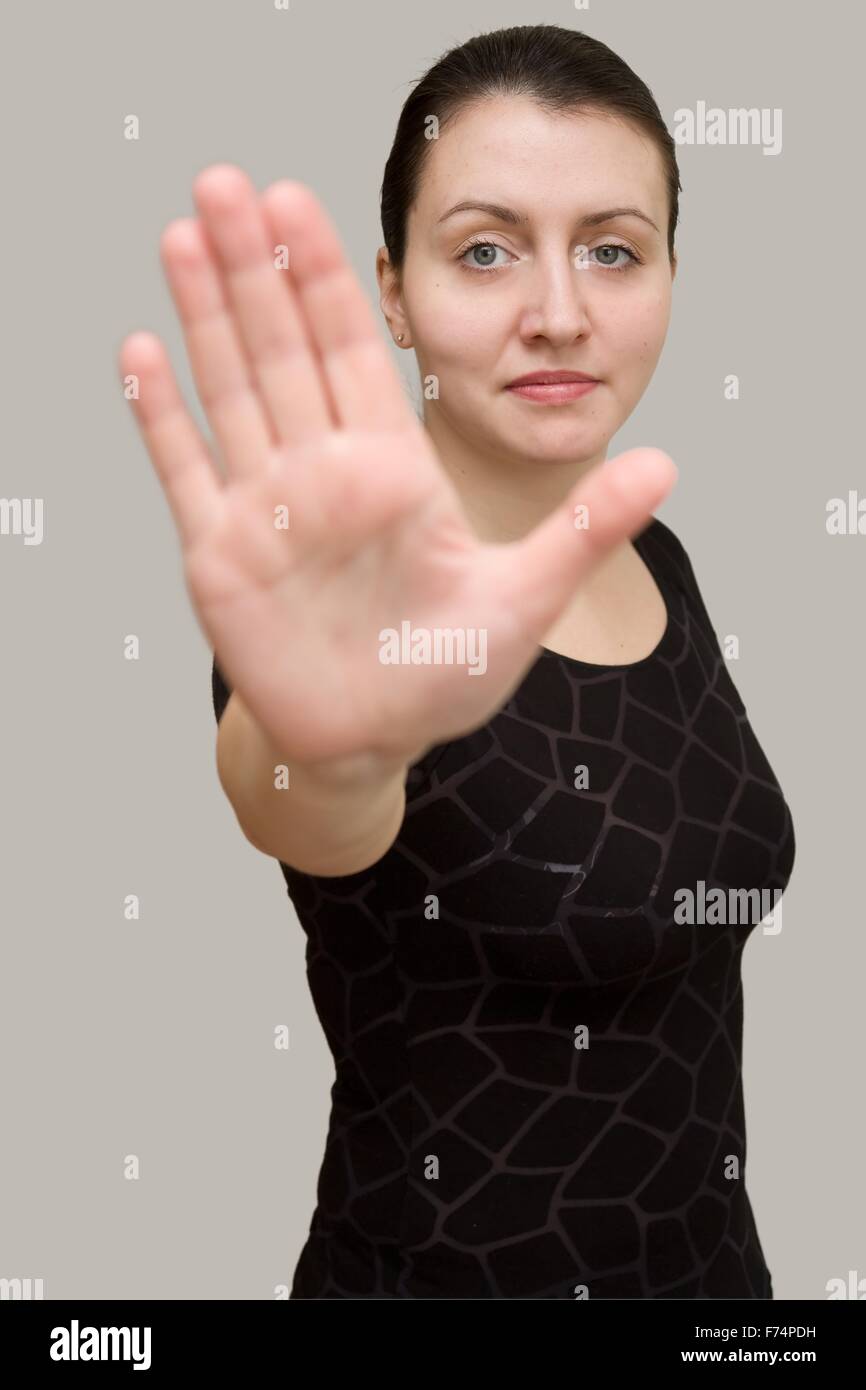 Woman face close up unfriendly hi-res stock photography and images - Alamy