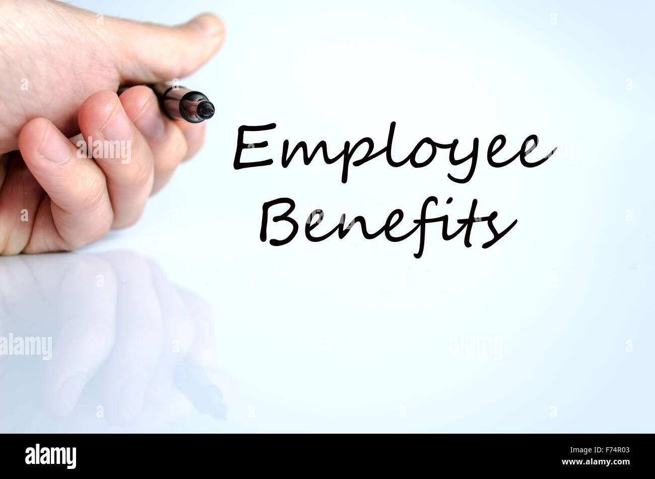 Employee benefits text concept isolated over white background Stock ...