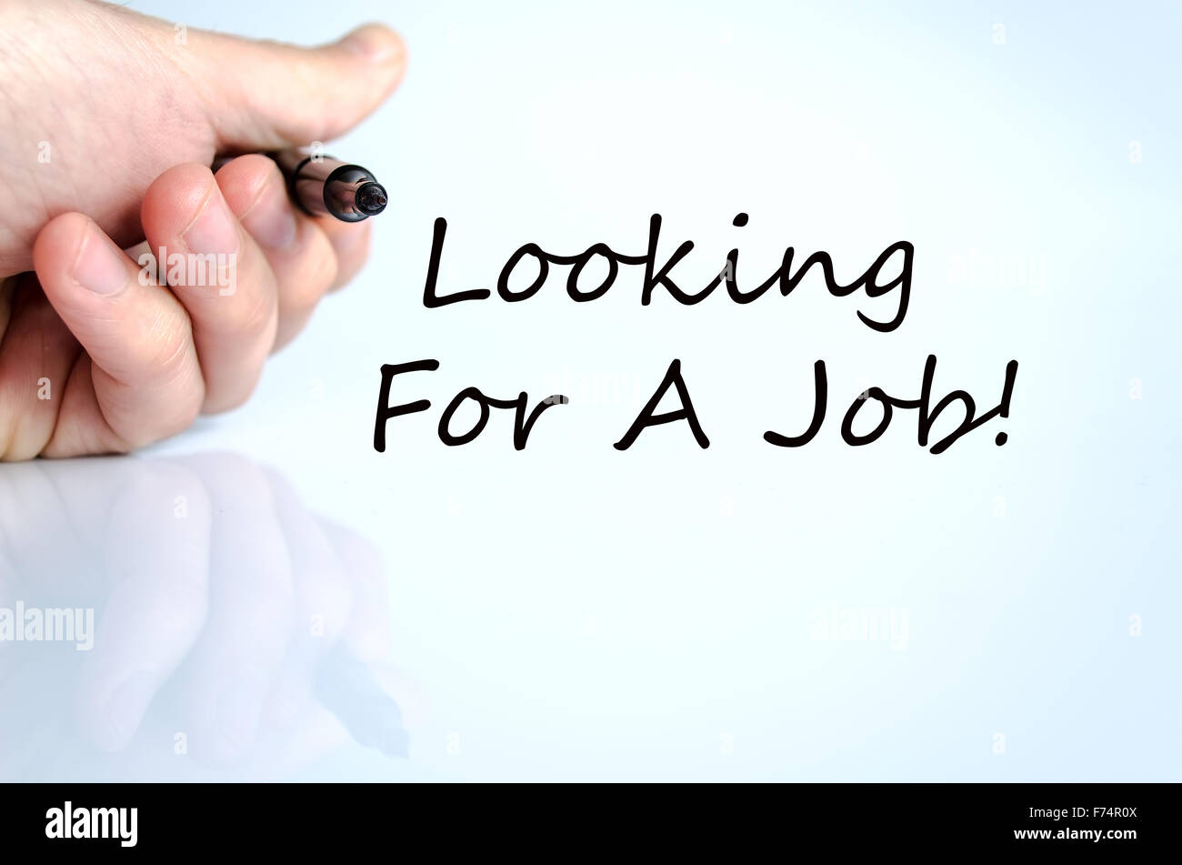Looking for a job text concept isolated over white background Stock ...
