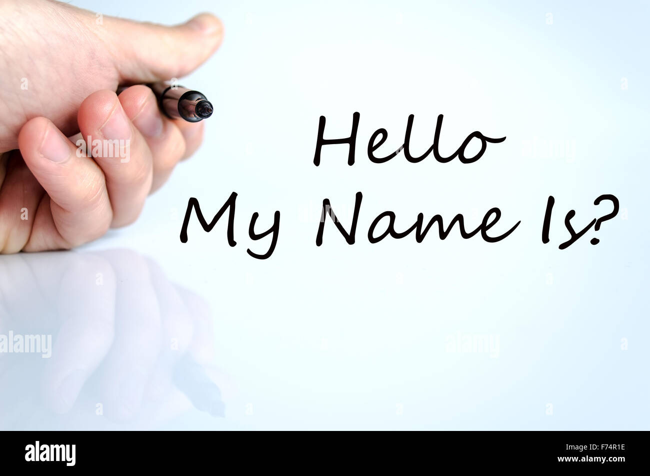 Hello my name is text concept isolated over white background Stock ...