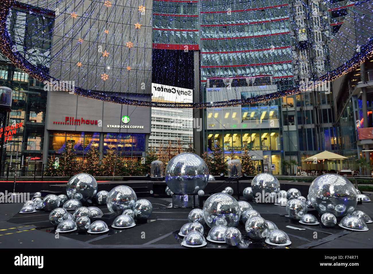 BERLIN, GERMANY-DECEMBER 24, 2014: Christmas illumination decorating ...