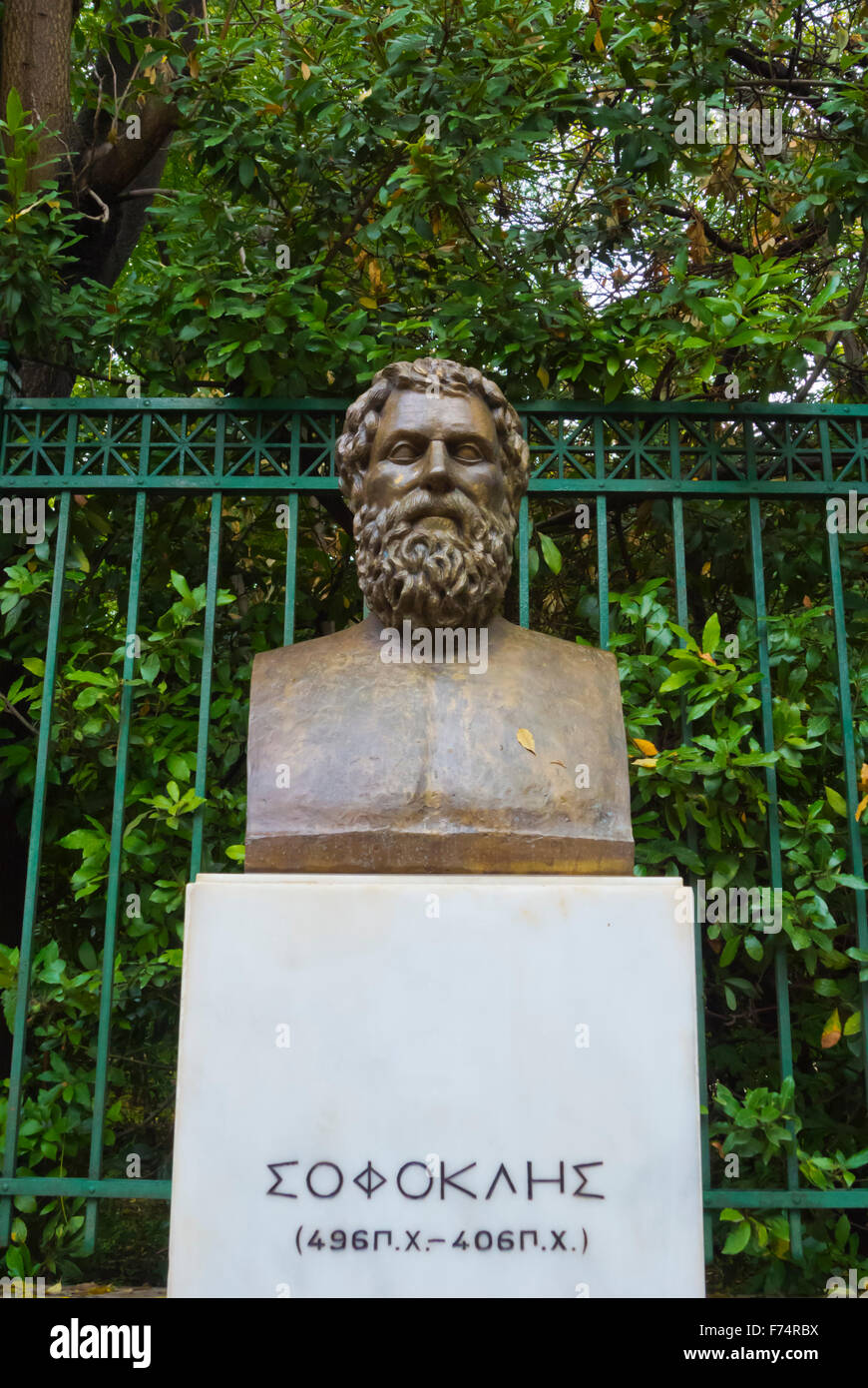 Sophocles, ancient Greek tragedian, in front of National Gardens ...