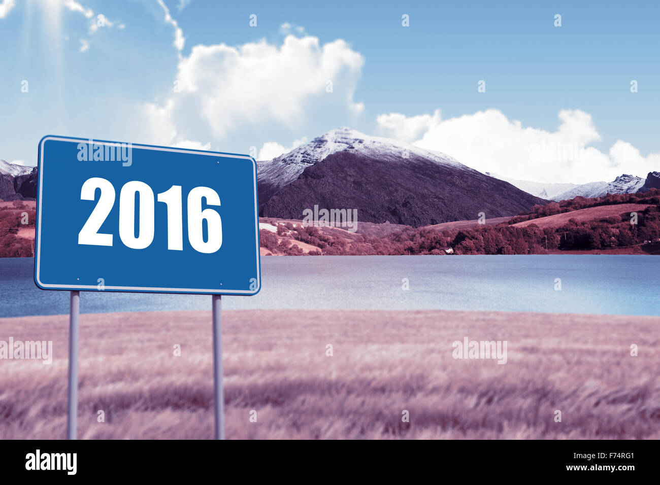 Composite image of blue billboard sign Stock Photo - Alamy