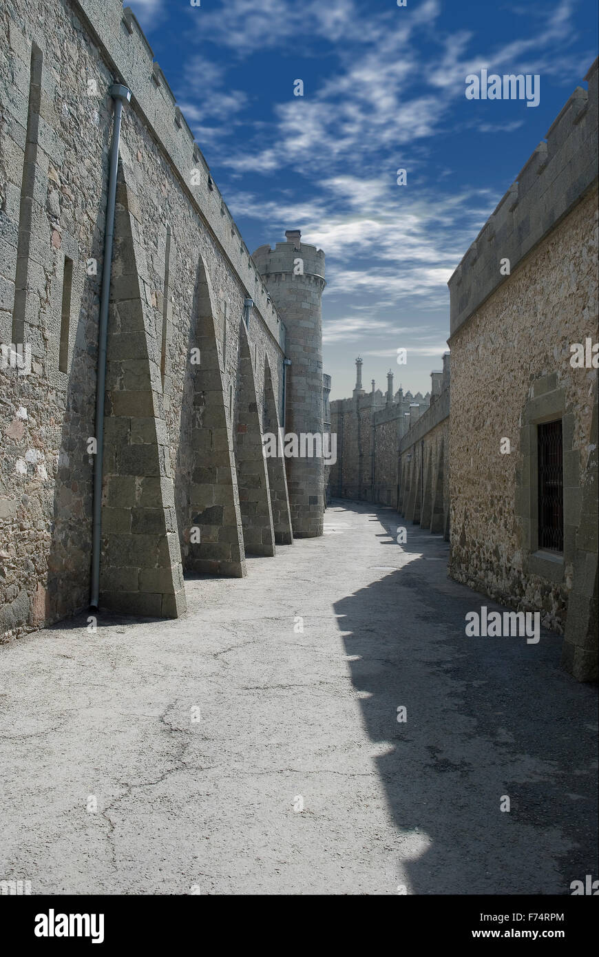 Street in courtyard ancient castle Stock Photo - Alamy