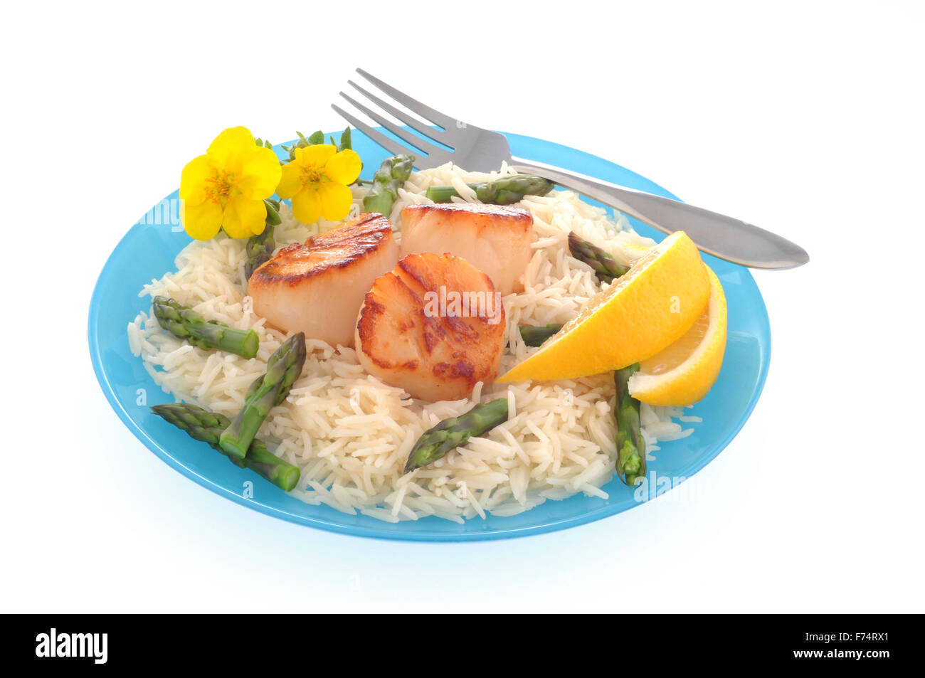 Sea Scallops and Rice Stock Photo - Alamy