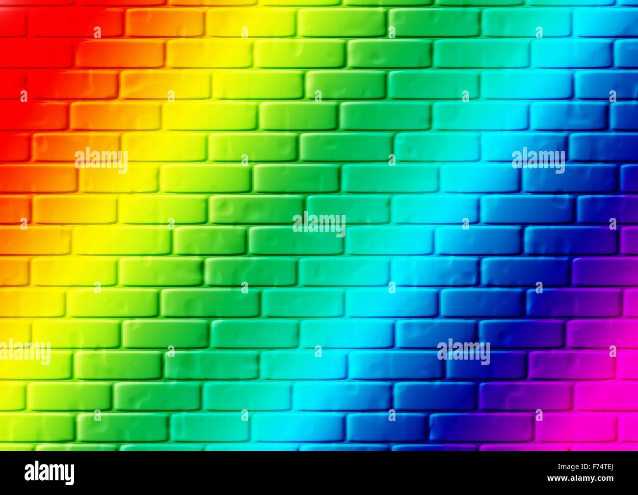 Brick wall painted in colors of a rainbow Stock Photo - Alamy