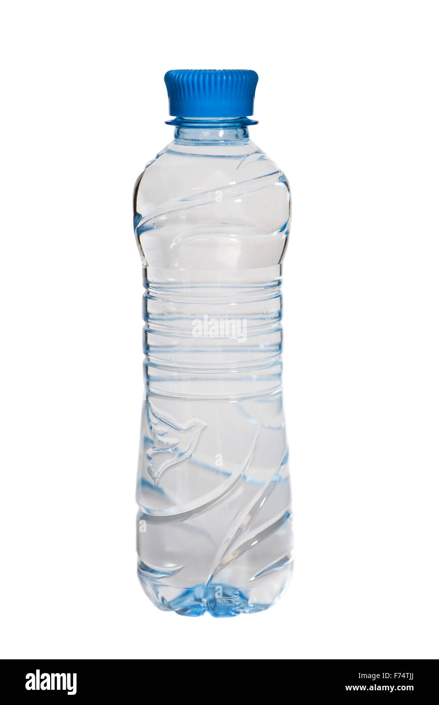 Small water bottle isolated on white Stock Photo - Alamy