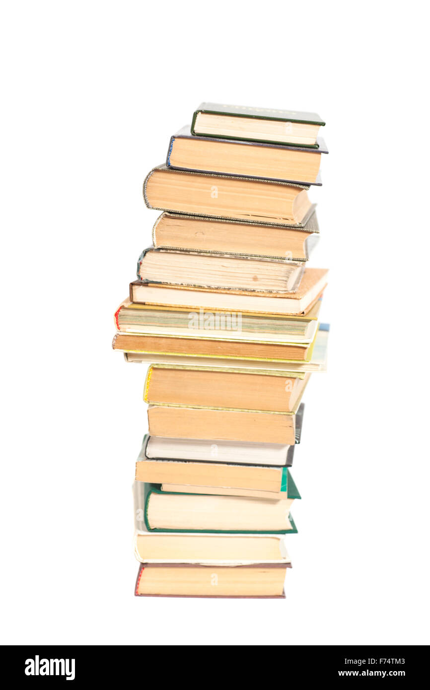 Books stack isolated on white background Stock Photo - Alamy