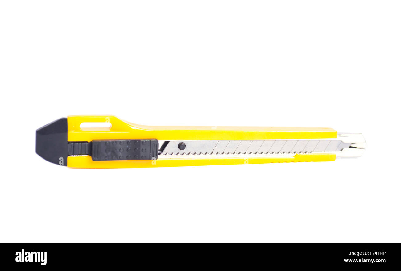 yellow cutter isolated on white background Stock Photo - Alamy
