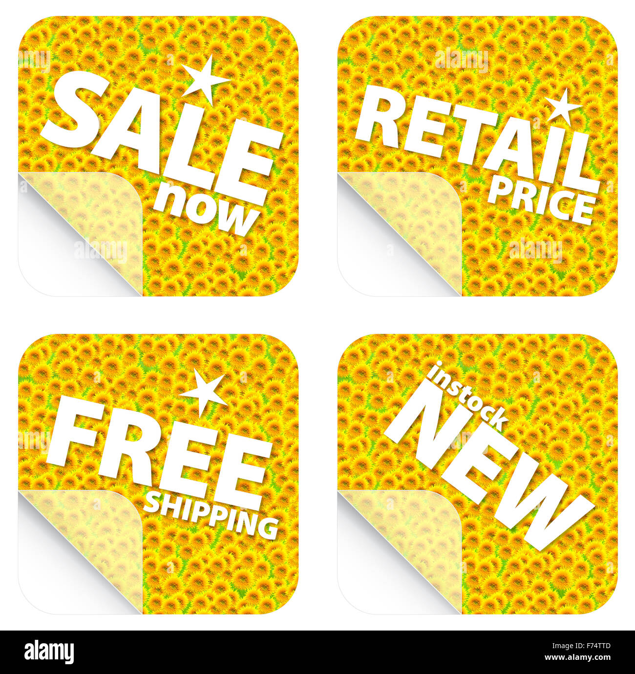 Sunflower retail stickers Stock Photo - Alamy