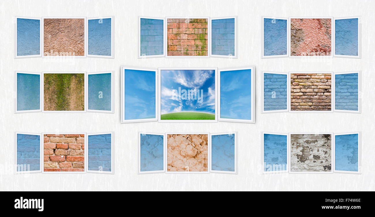 Open window freedom concept with walls Stock Photo - Alamy