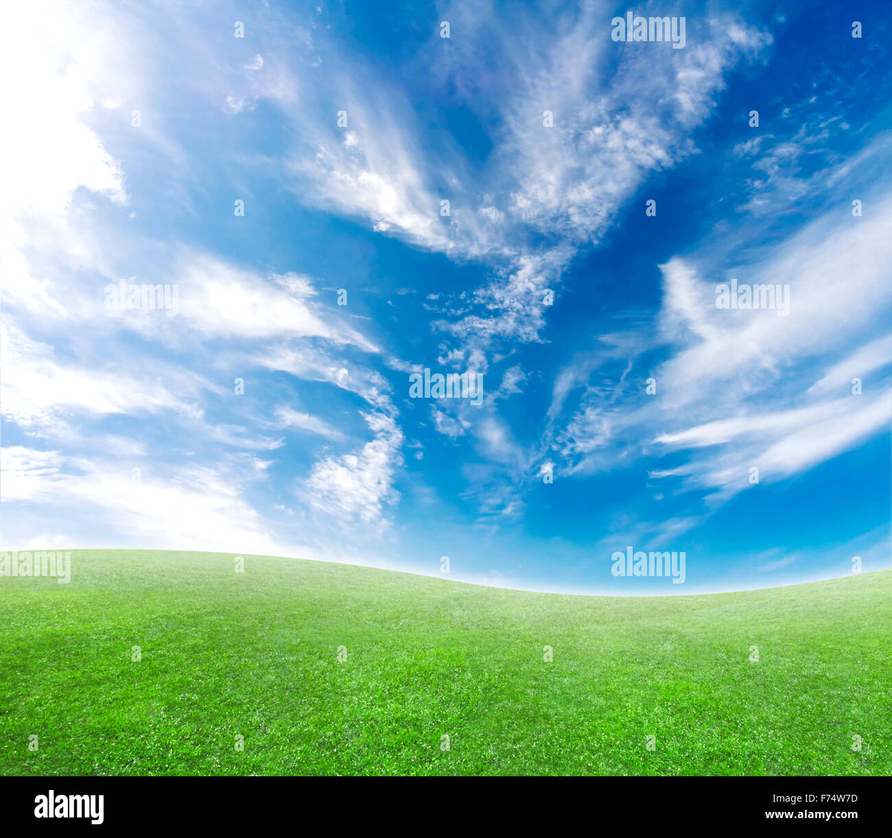 Simple curved blue and green horizon background Stock Photo - Alamy