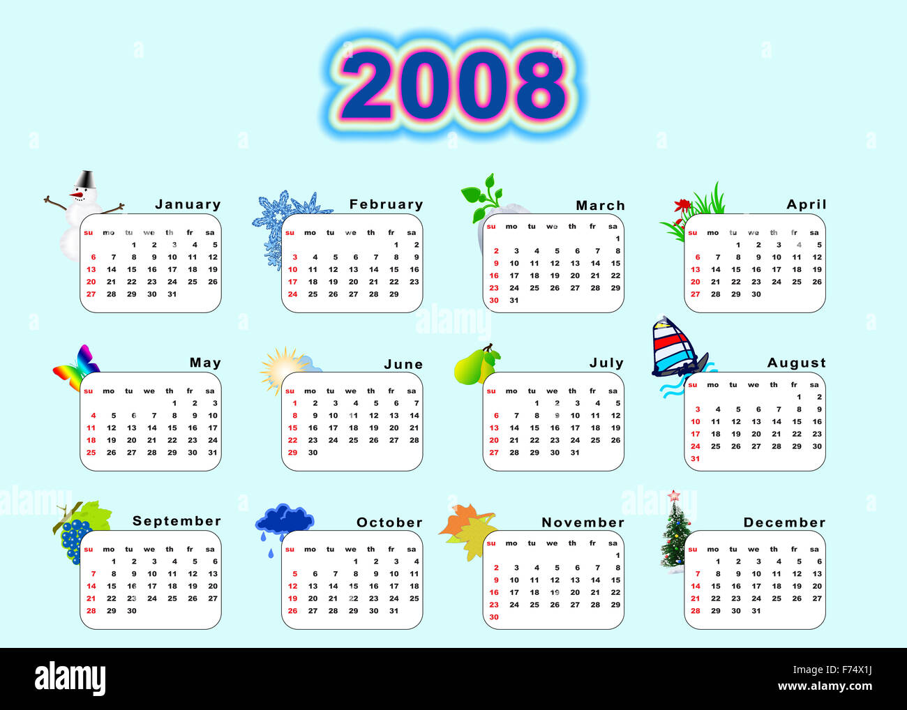 Calendar 2008 - seasons Stock Photo - Alamy
