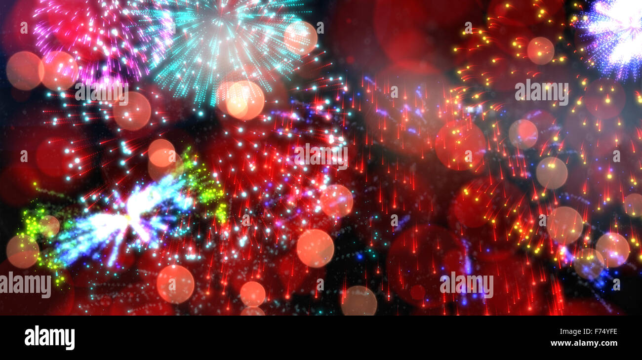 Colourful fireworks exploding on black background Stock Photo - Alamy