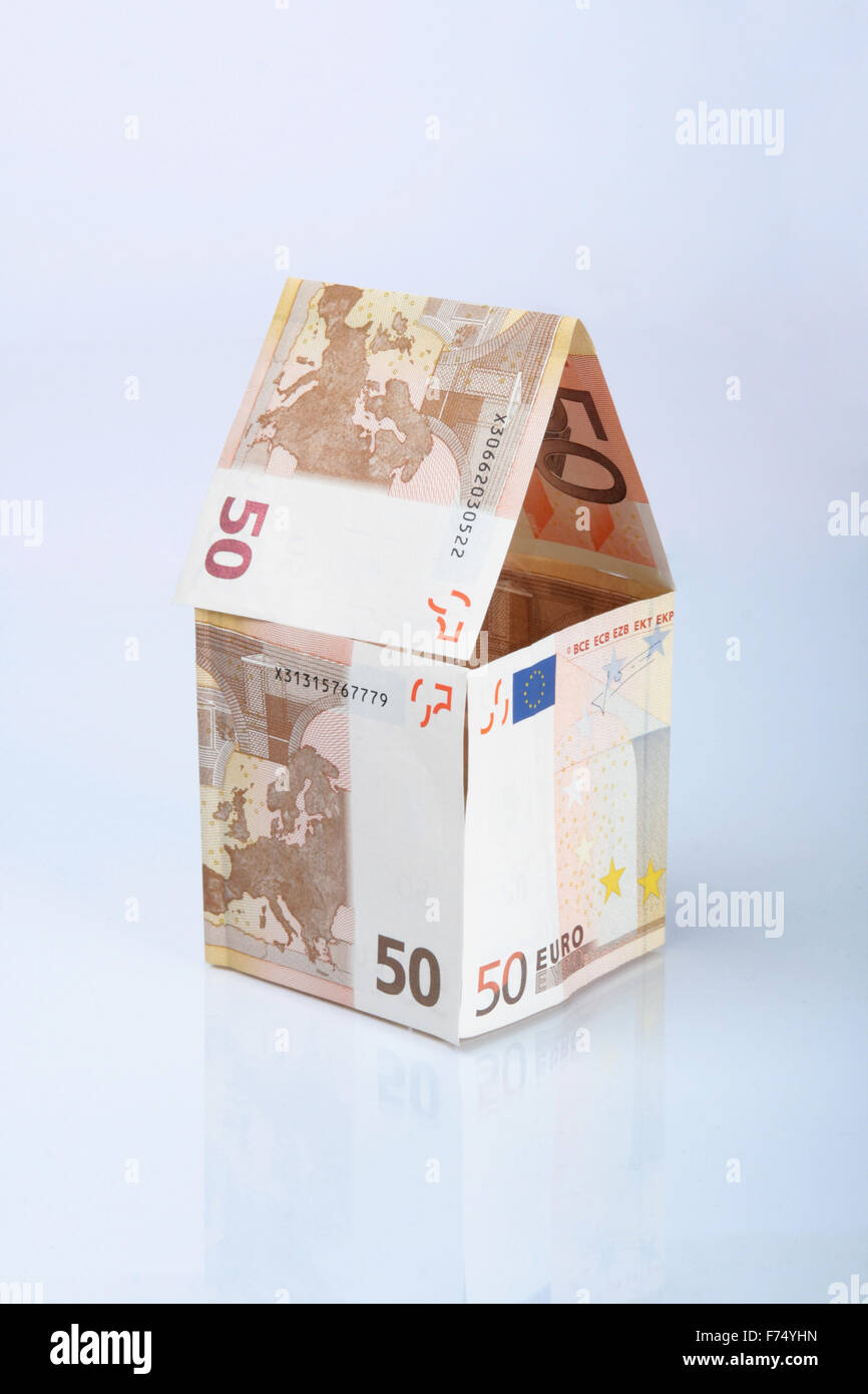 building made from euro money Stock Photo - Alamy