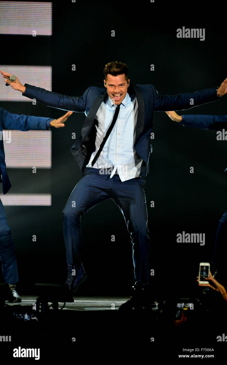 Ricky Martin performs live in concert during his 'One World Tour' at ...