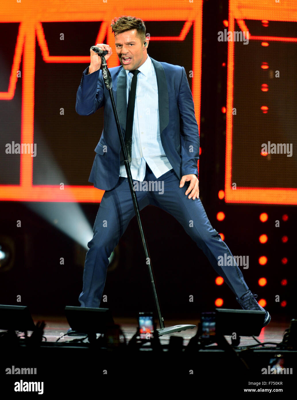 Ricky Martin performs live in concert during his 'One World Tour' at ...