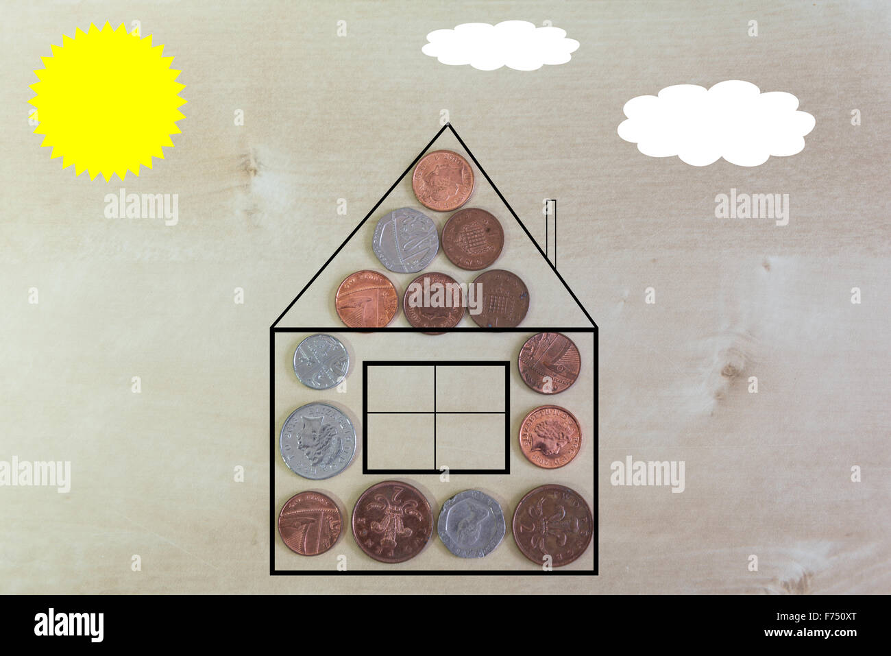 Coins on house hi-res stock photography and images - Alamy