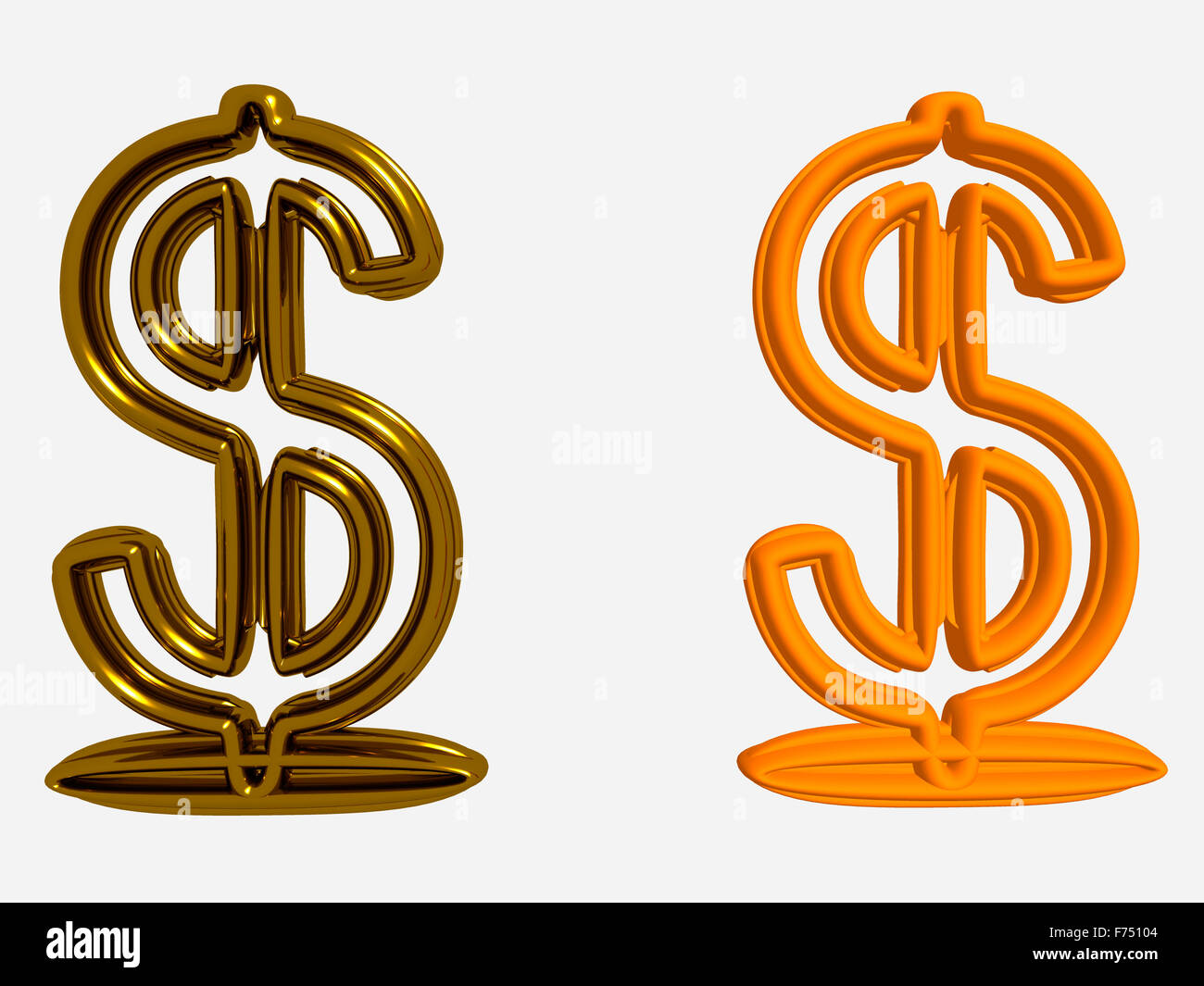 Gold and wooden dollars Stock Photo - Alamy