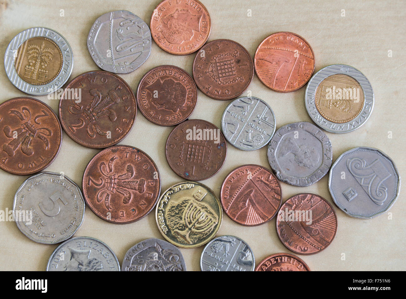 Array of different coins (background Stock Photo - Alamy