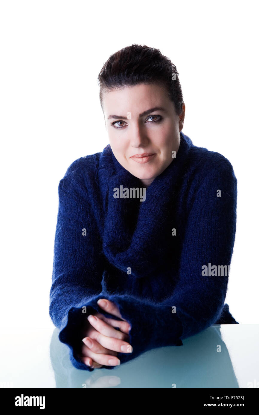 Woman in Blue Stock Photo - Alamy
