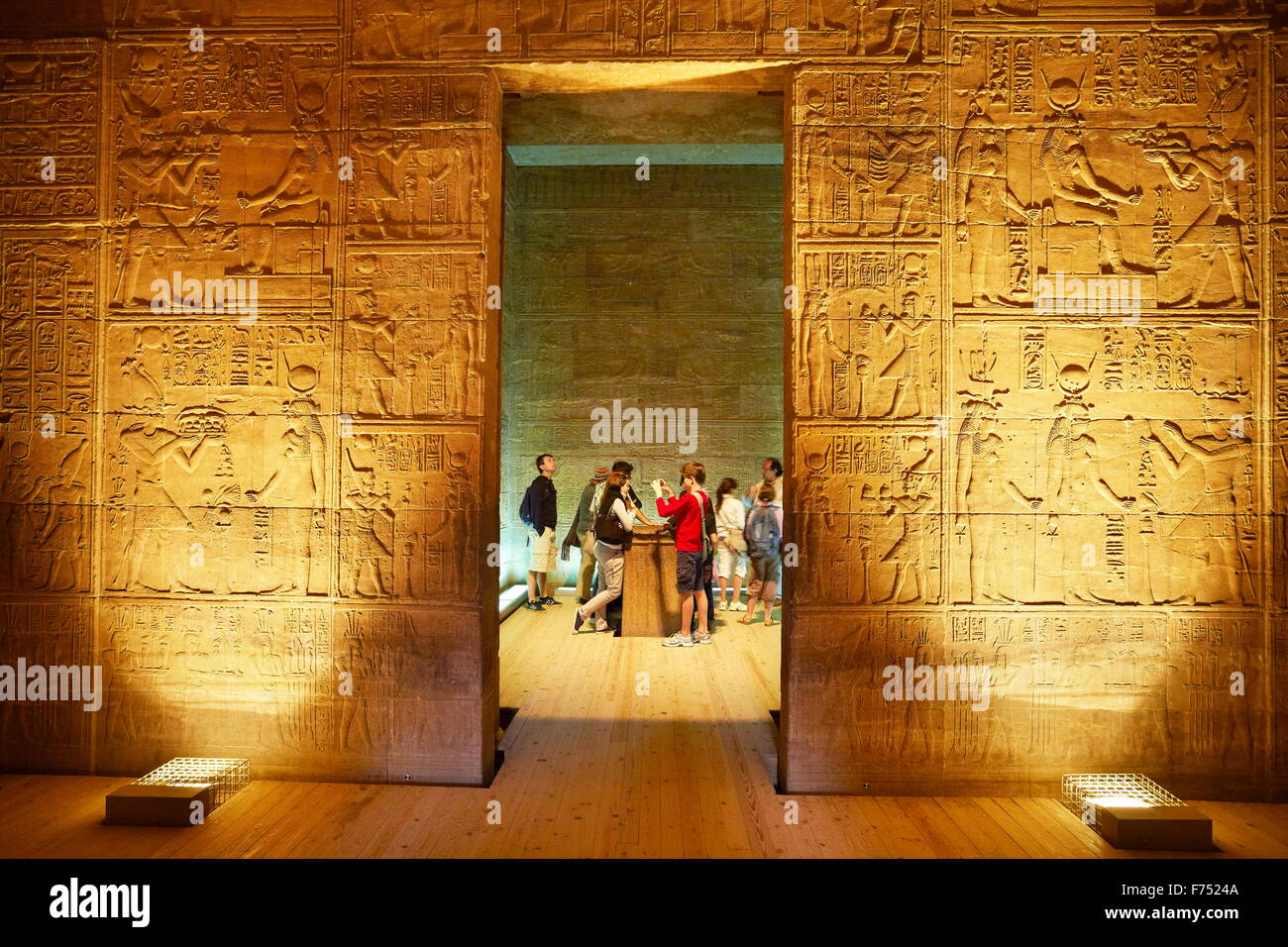 Figures inside the isis temple at philae hi-res stock photography and ...
