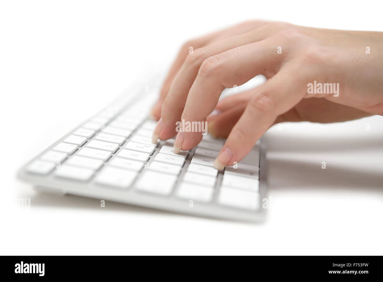 Female Hands on Keyboard Stock Photo - Alamy