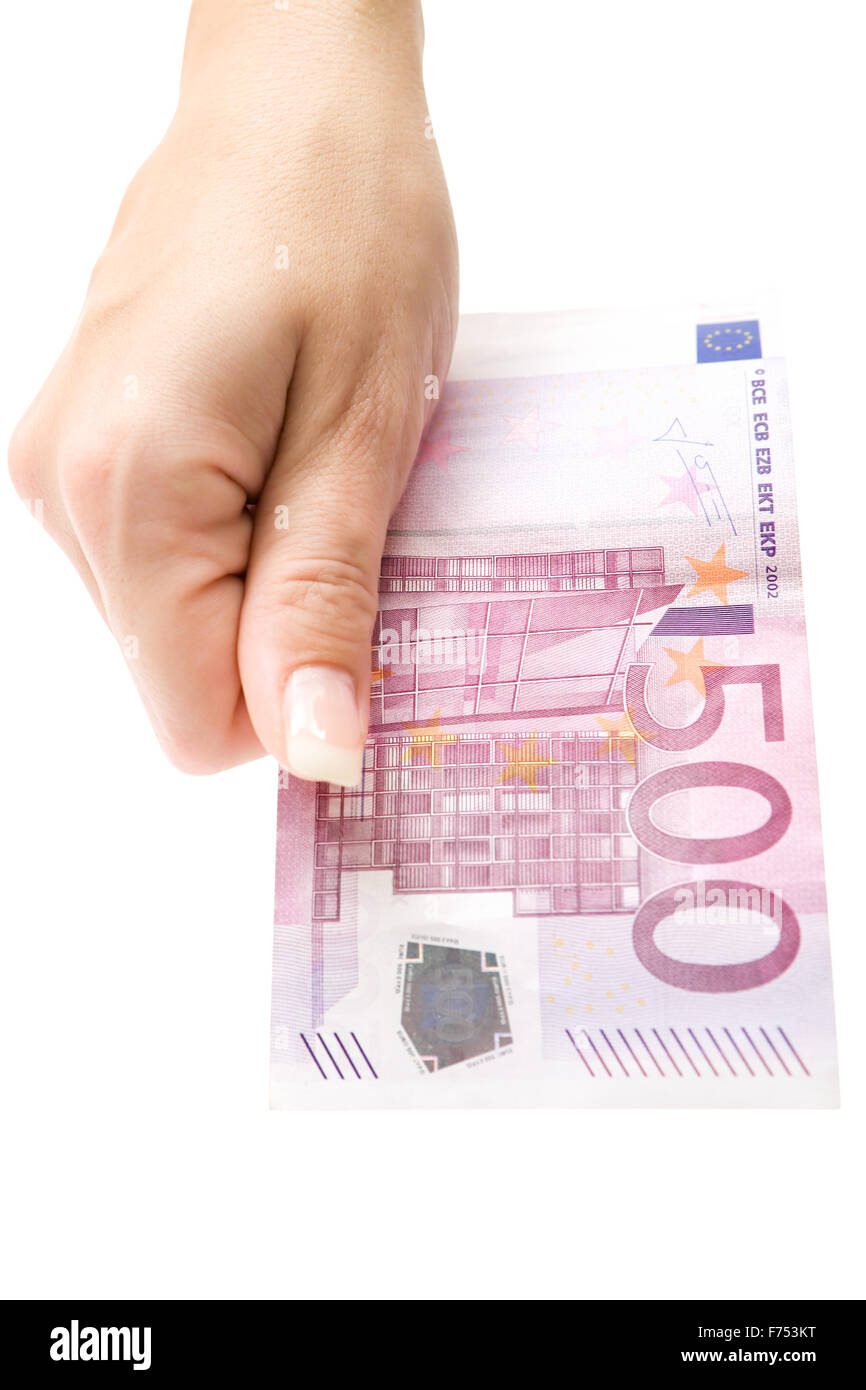 Hand hold 500 euro banknote hi-res stock photography and images - Alamy