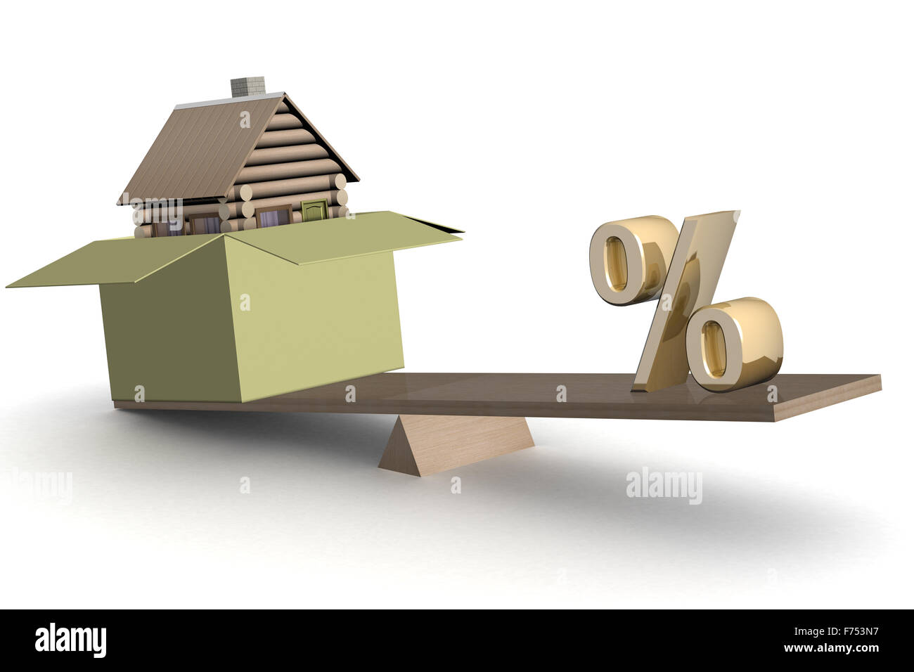 house in box and percent on scales. 3D image Stock Photo - Alamy