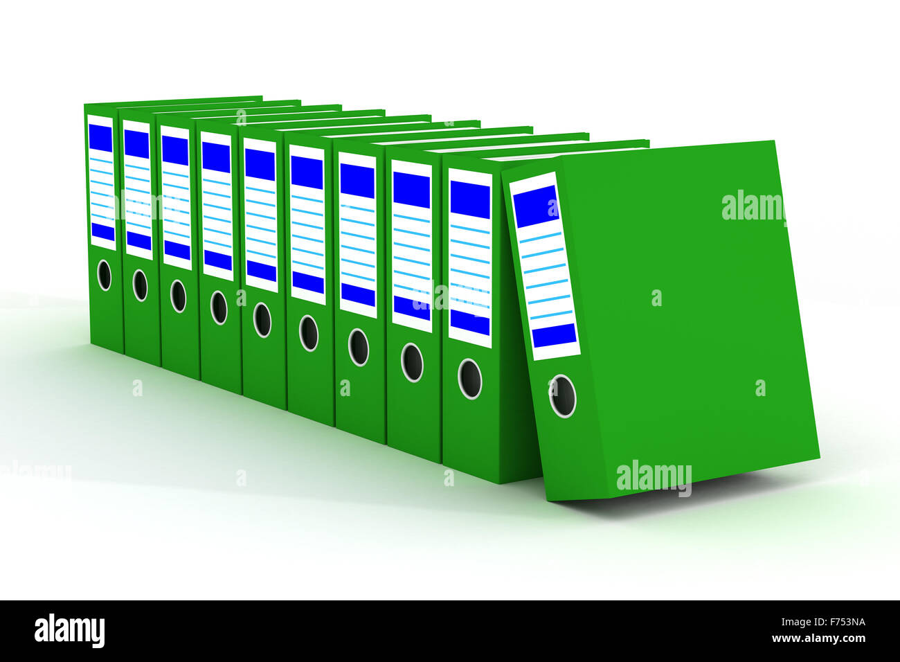 Row of green folders with documents on a white background Stock Photo ...