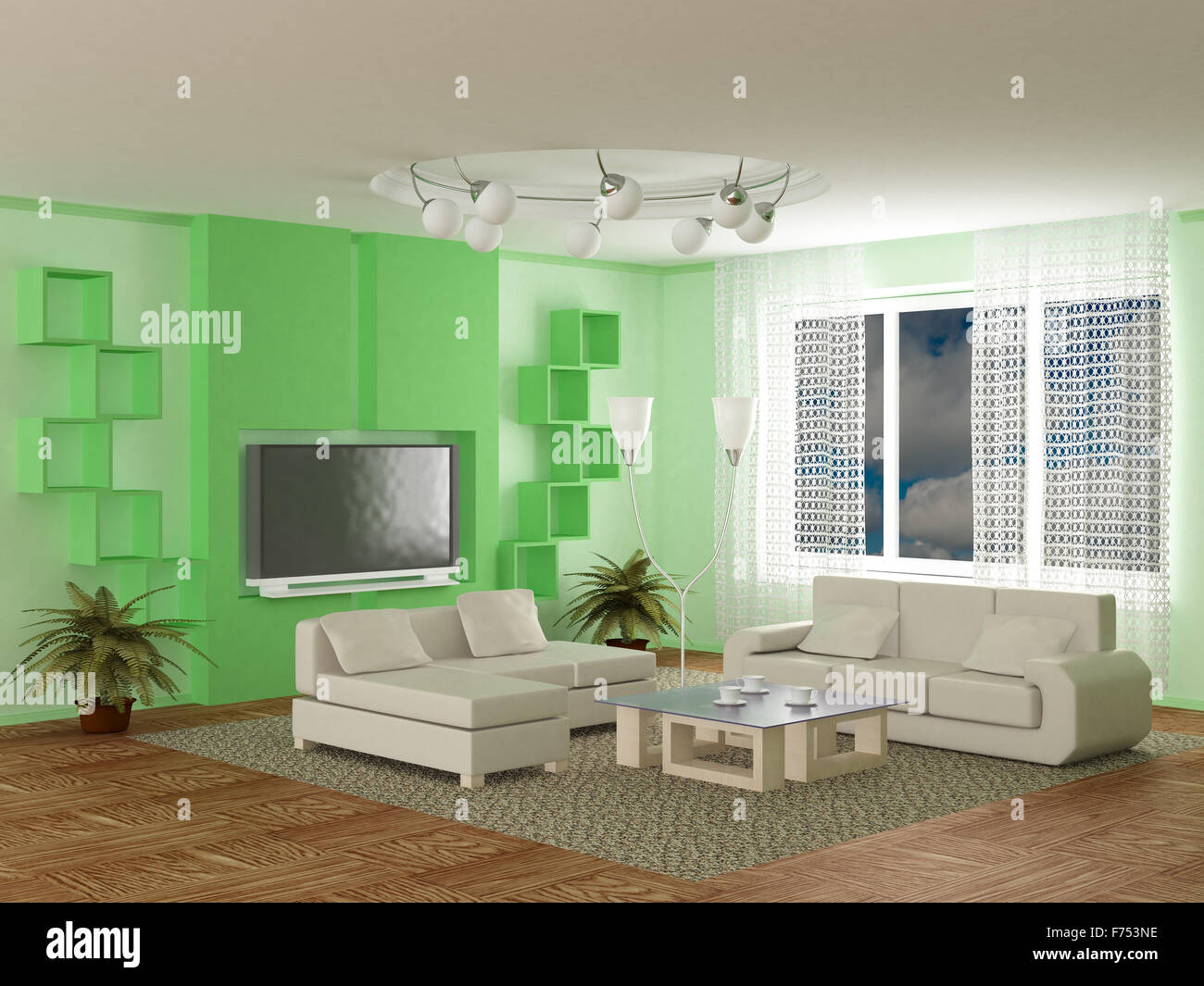 Interior of a room of rest. 3D image Stock Photo - Alamy