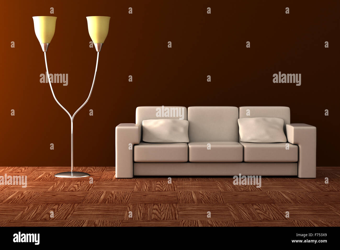 Floor lamp and sofa. Details of an interior Stock Photo - Alamy