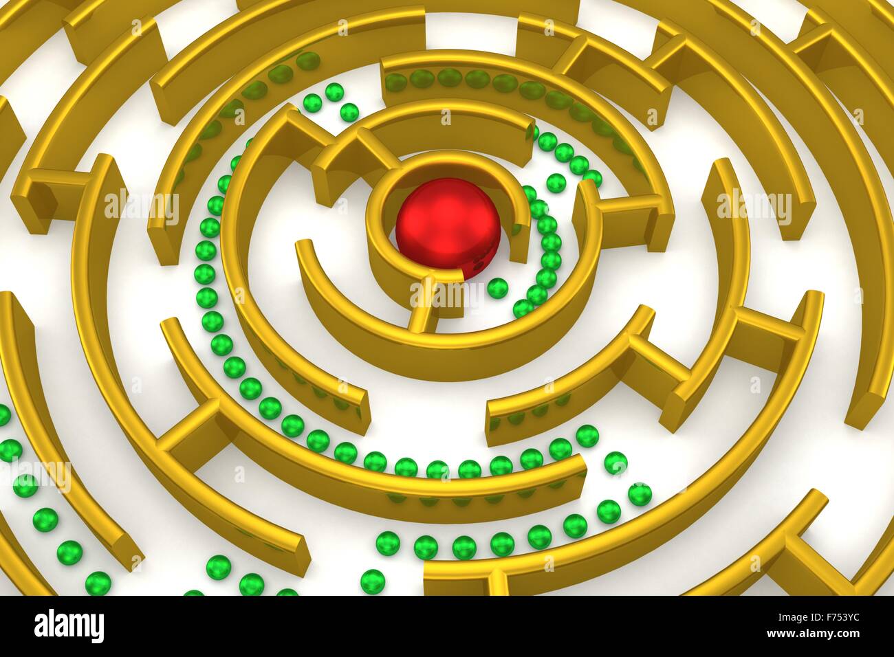 The gold labyrinth with reflection. 3D image Stock Photo - Alamy