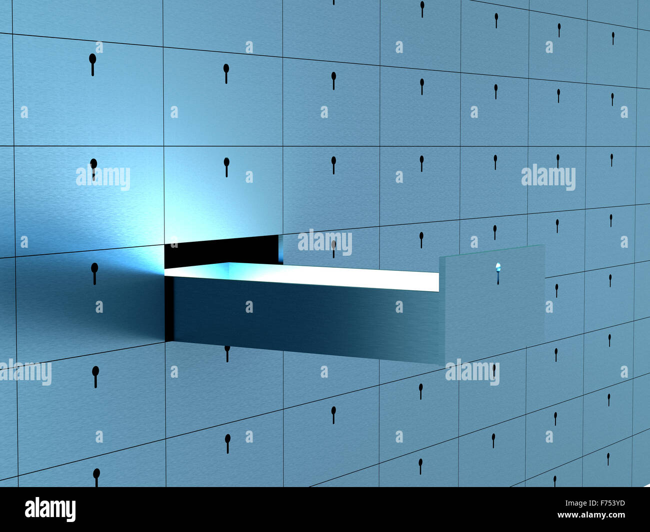 Open cell in safety deposit box. 3D image Stock Photo - Alamy