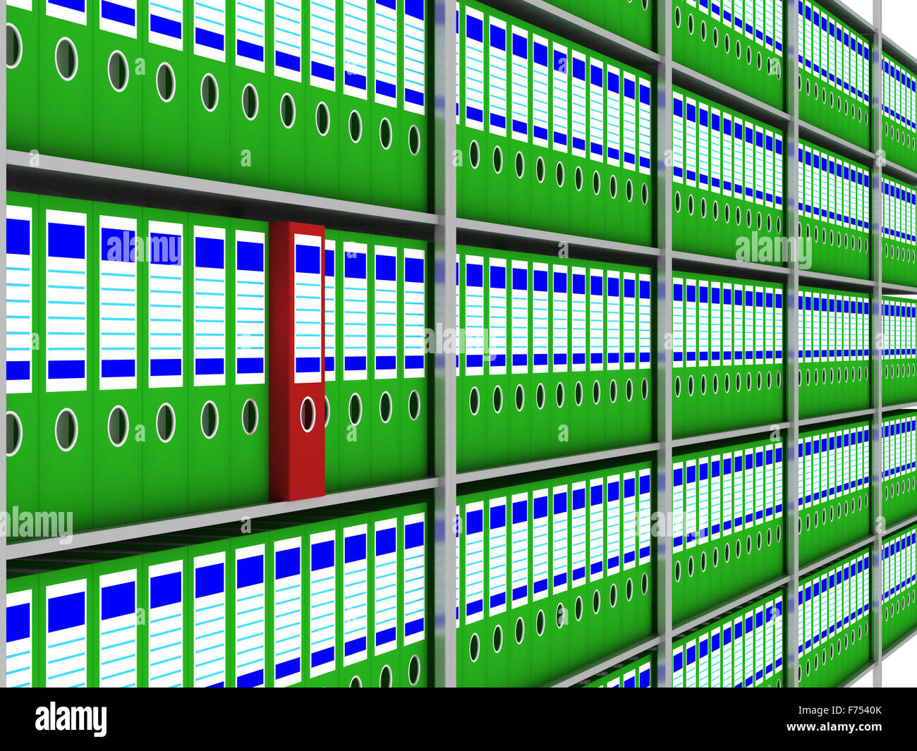 Archive of documents on a rack. 3D image Stock Photo - Alamy