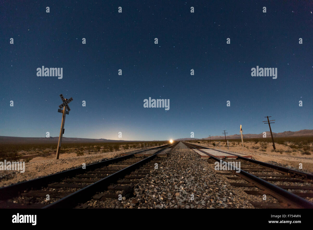 Night Railroad Crossing Desert