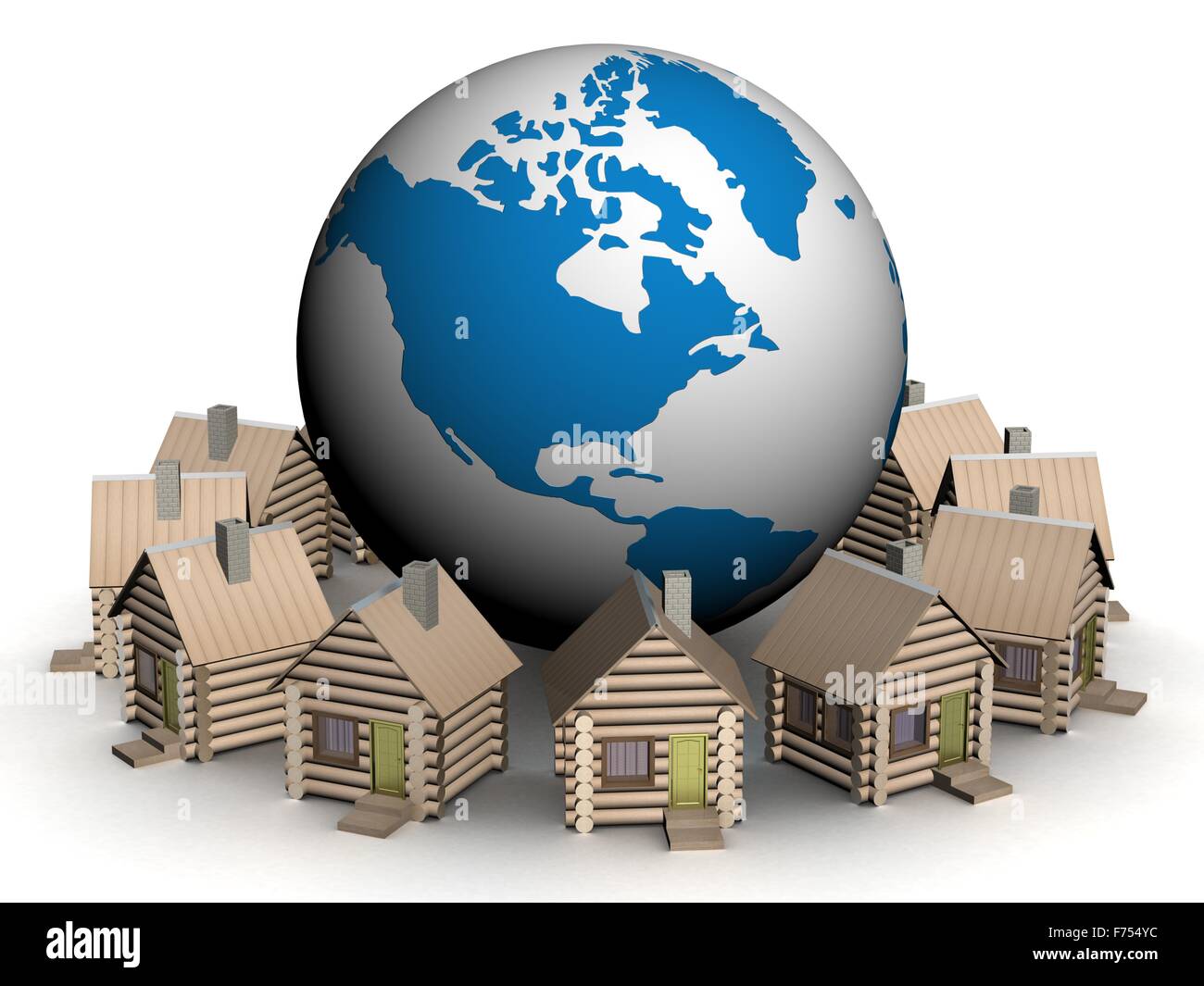 Houses around the globe illustration hi-res stock photography and ...