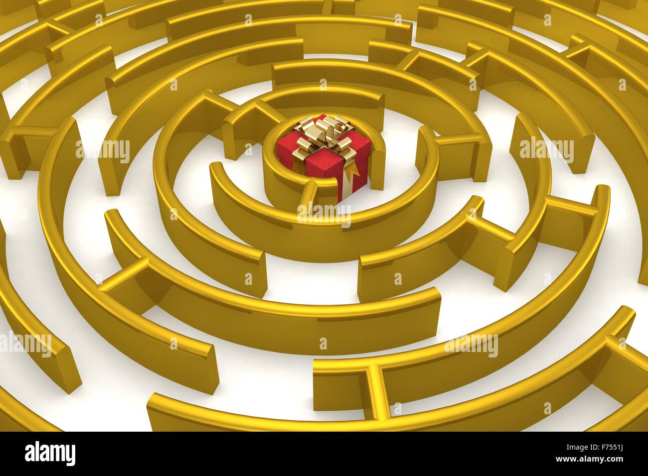 Gold labyrinth with a prize. 3D image Stock Photo - Alamy