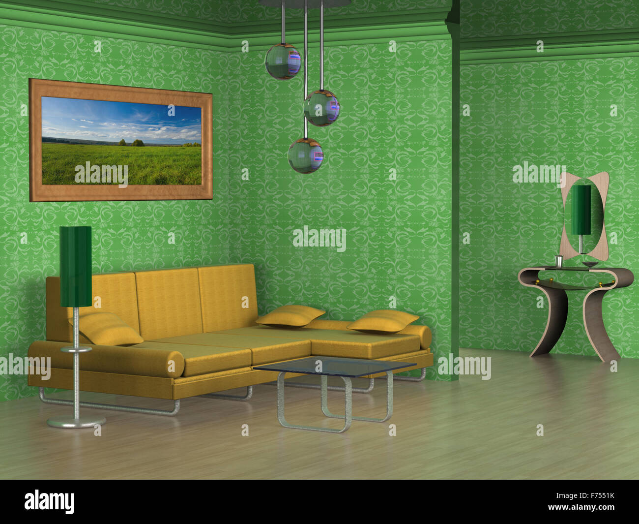 Interior of a drawing room. 3D image Stock Photo - Alamy